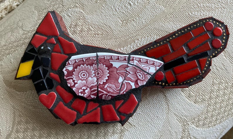 Sitting Mosaic Cardinal - Etsy