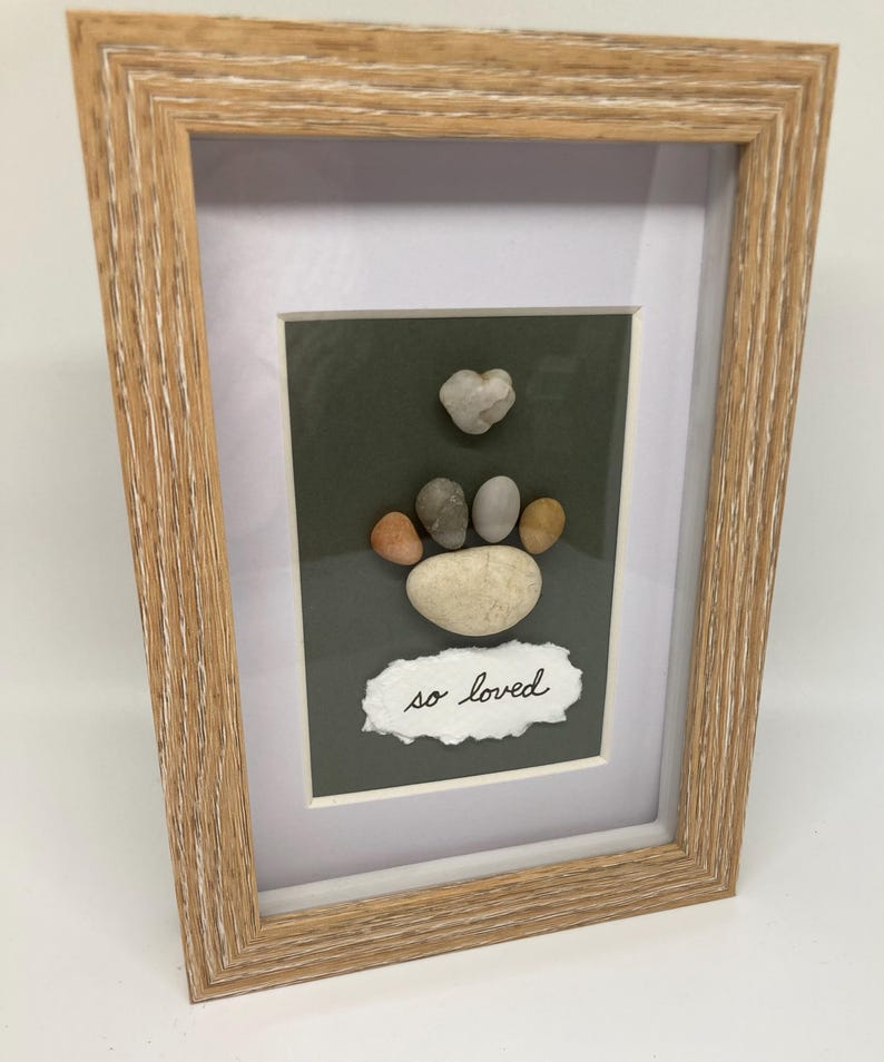 Beach Pebble Paw Print Shadow Box - Etsy