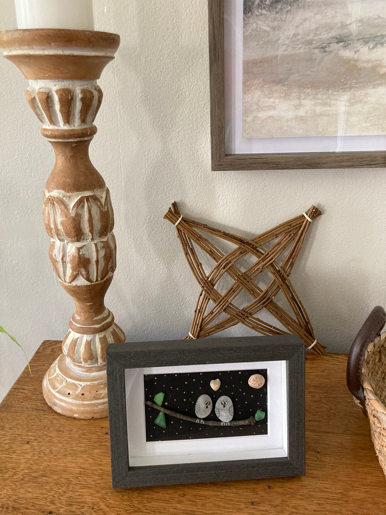 Beach Pebble Owls Shadow Box - Etsy