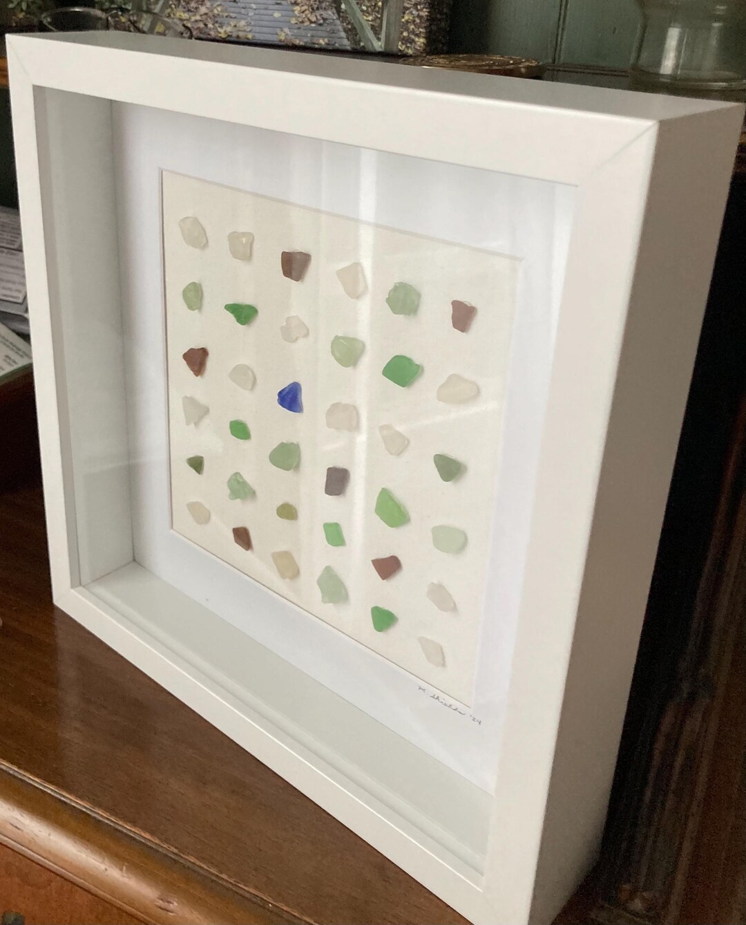Large Sea Glass Grid Shadow Box - Etsy