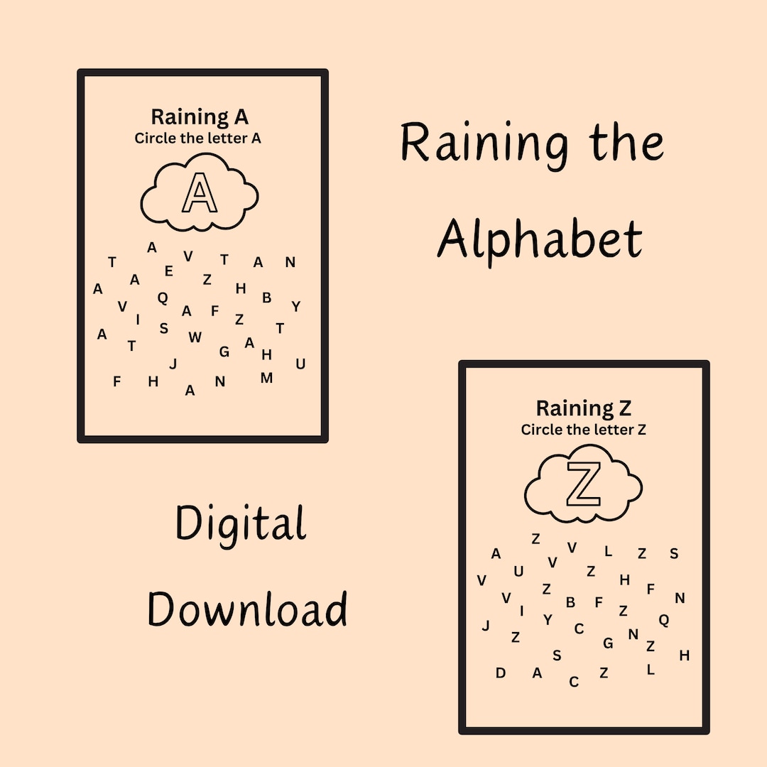 Raining Alphabet Learning Book Instant Download A-Z Learning - Etsy