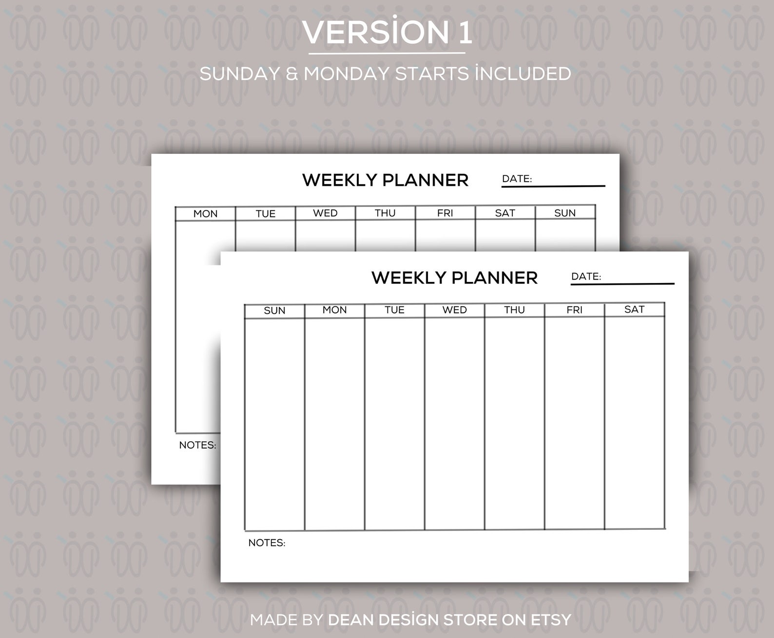 Weekly Planner Printable Landscape, Minimalist Weekly Schedule, Week at ...