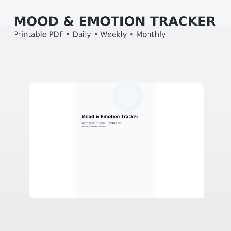 Mood & Emotion Tracker Printable PDF | Daily, Weekly and Monthly ...
