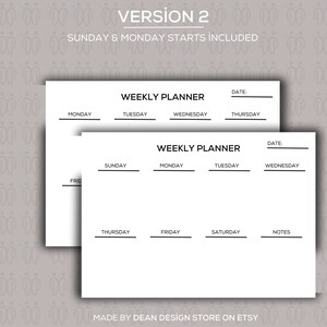 Weekly Planner Printable Landscape, Minimalist Weekly Schedule, Week at ...