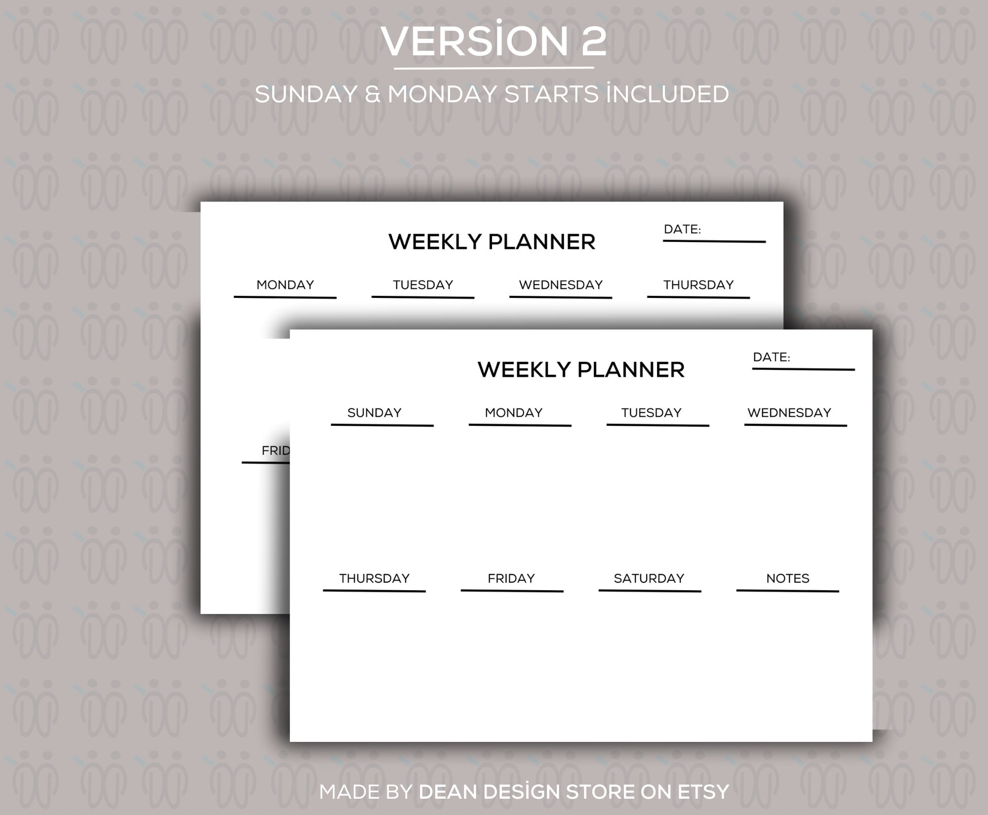 Weekly Planner Printable Landscape, Minimalist Weekly Schedule, Week at ...