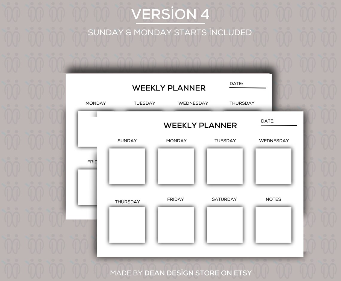 Weekly Planner Printable Landscape, Minimalist Weekly Schedule, Week at ...