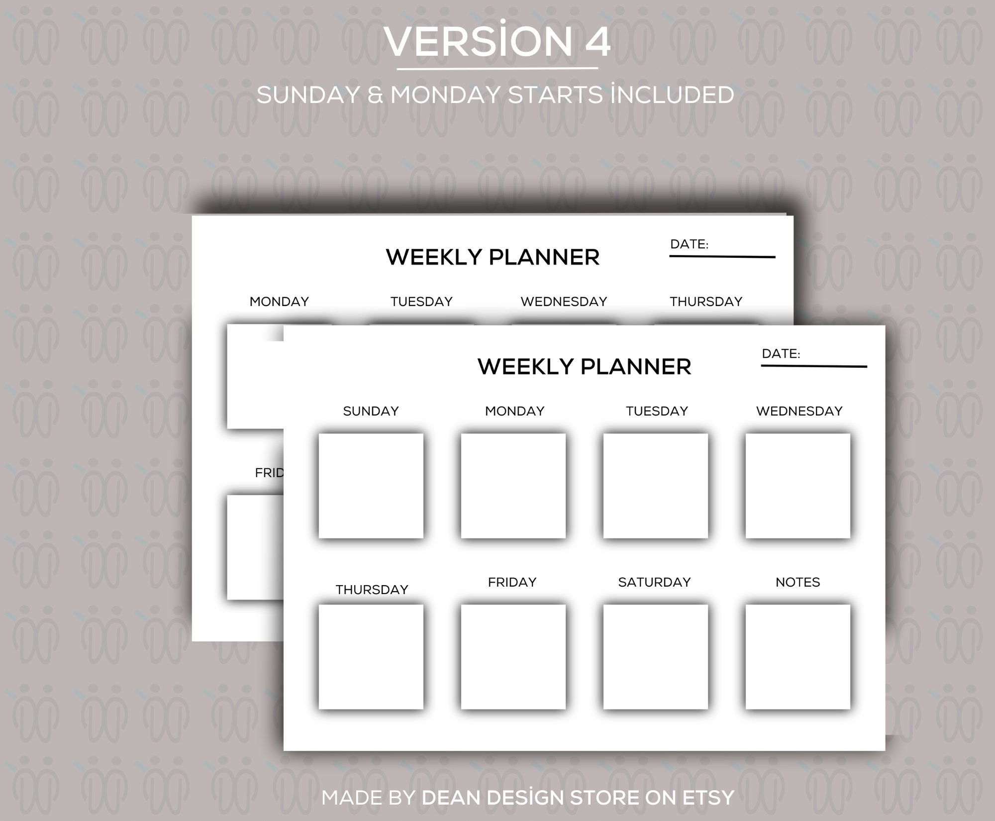 Weekly Planner Printable Landscape, Minimalist Weekly Schedule, Week at ...