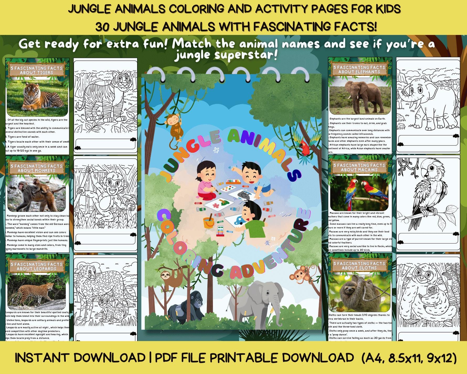 Kids Jungle Animals Coloring Pages, Safari Coloring Pages , Color Pages ...