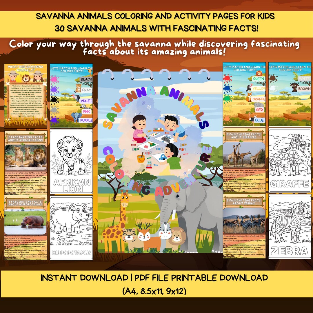 Kids Savanna Animals Coloring Pages, Savanna Coloring Pages , Color ...