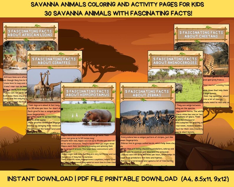 Kids Savanna Animals Coloring Pages, Savanna Coloring Pages , Color ...
