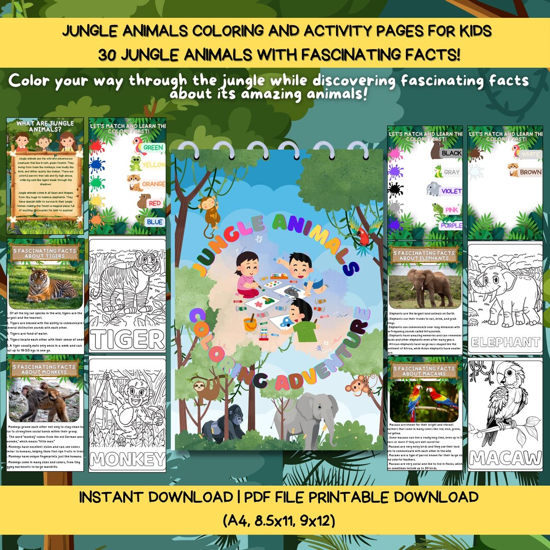 Kids Jungle Animals Coloring Pages, Safari Coloring Pages , Color Pages ...