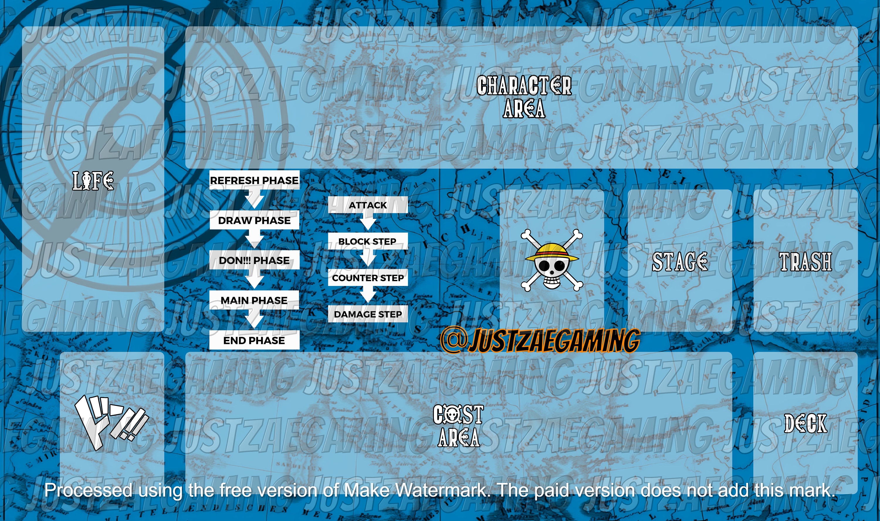 BLUE Basic One Piece TCG Playmat Black Stitched 14 X 24 Tournament and ...