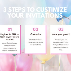 Printable and Editable Birthday Invitation, Pink Template Instant ...