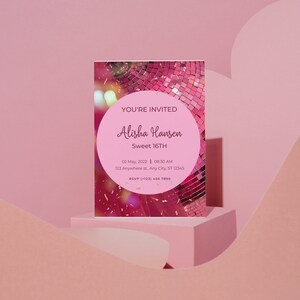 Printable and Editable Birthday Invitation, Pink Template Instant ...