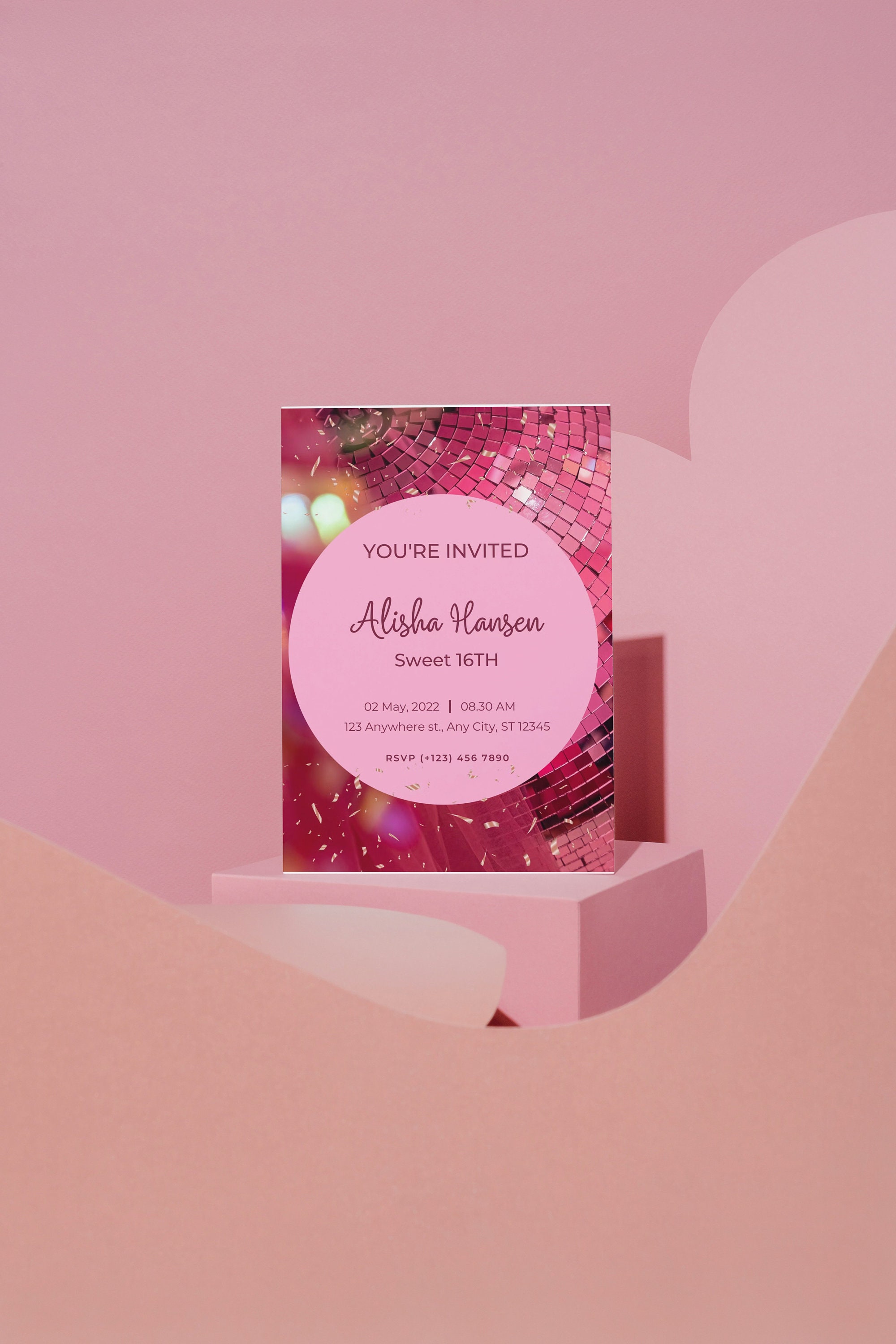 Printable and Editable Birthday Invitation, Pink Template Instant ...