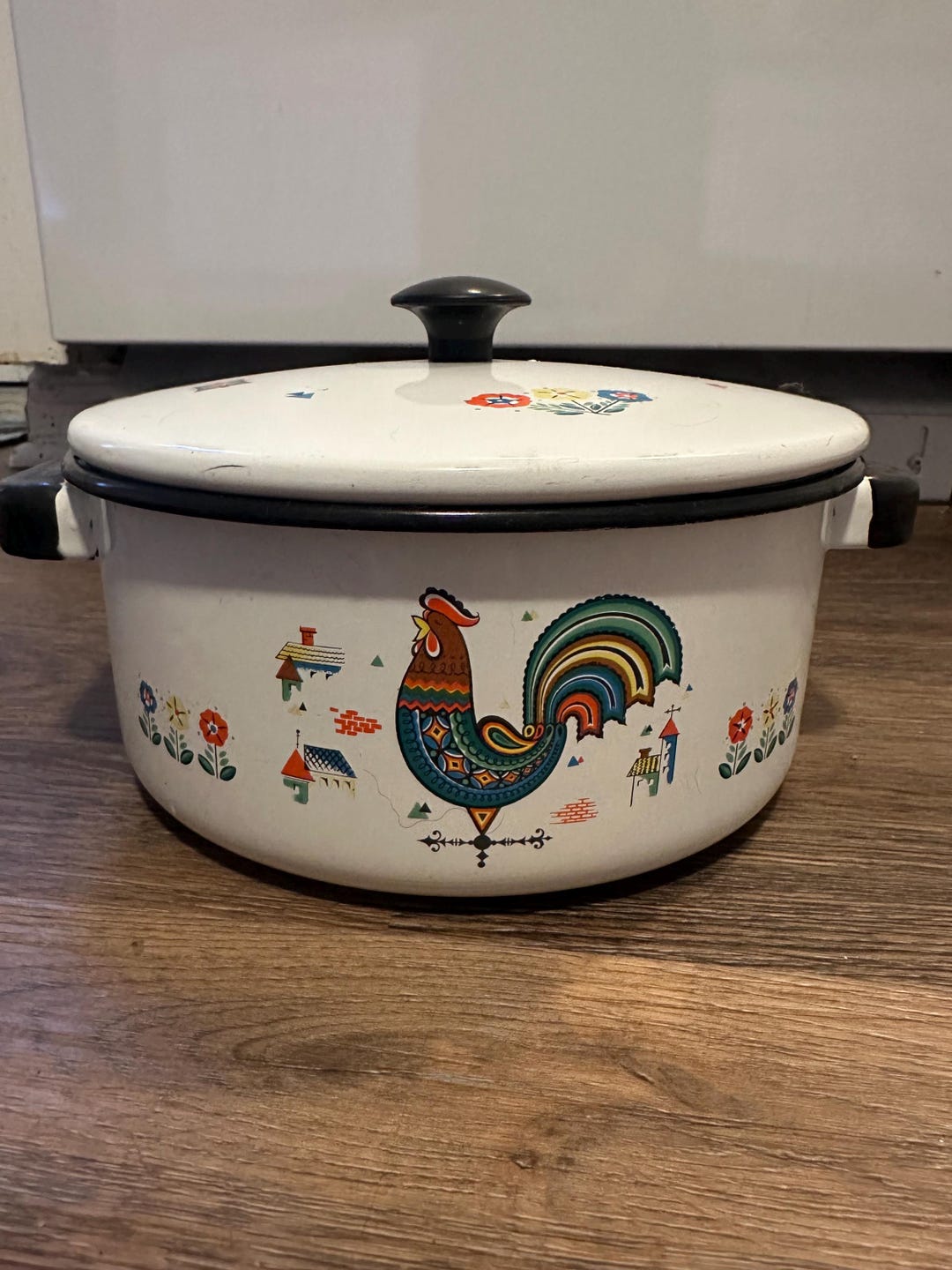 VINTAGE ROOSTER ENAMELWARE Pan Outdoor Cooking Farmhouse Decor - Etsy