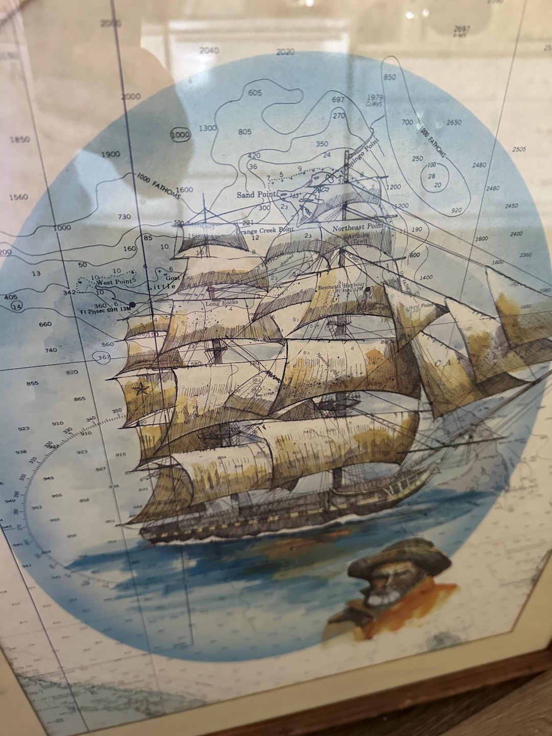 Vintage Seaman Framed Map Nautical Decor - Etsy