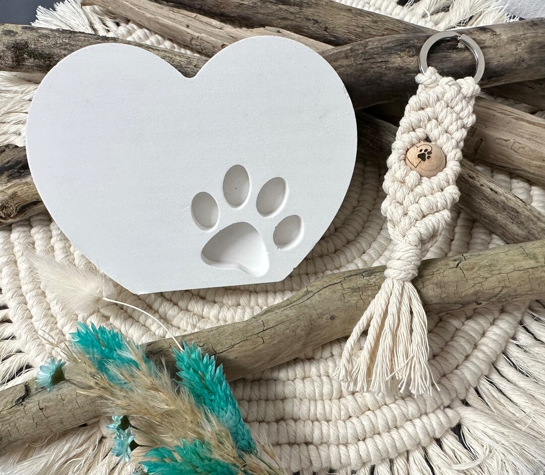 Katzen Set Raysin Herz mit Tatze Makramee Schlüsselanhänger - Etsy.de