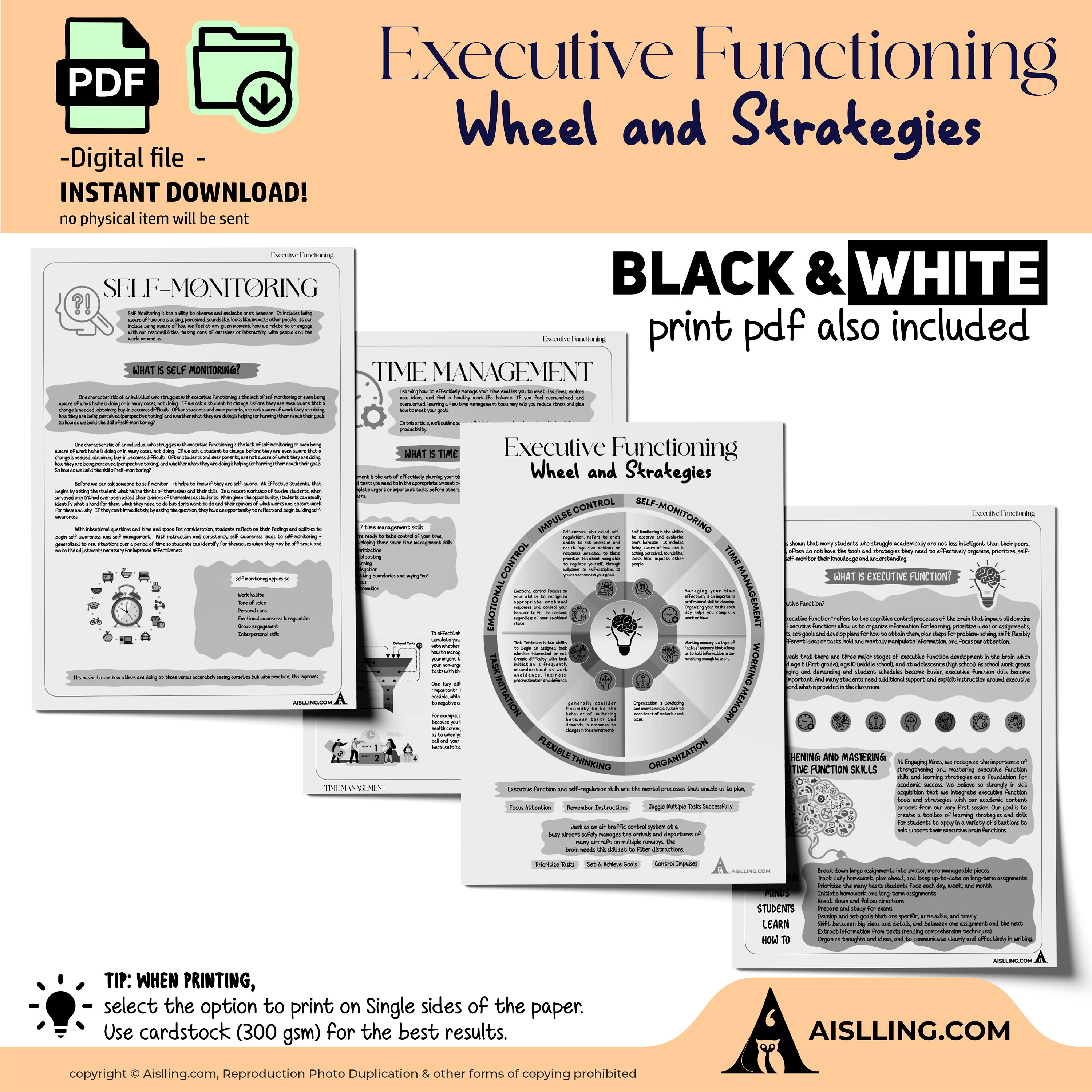 Executive Functioning Wheel and Strategies, ADHD, Group Therapy ...