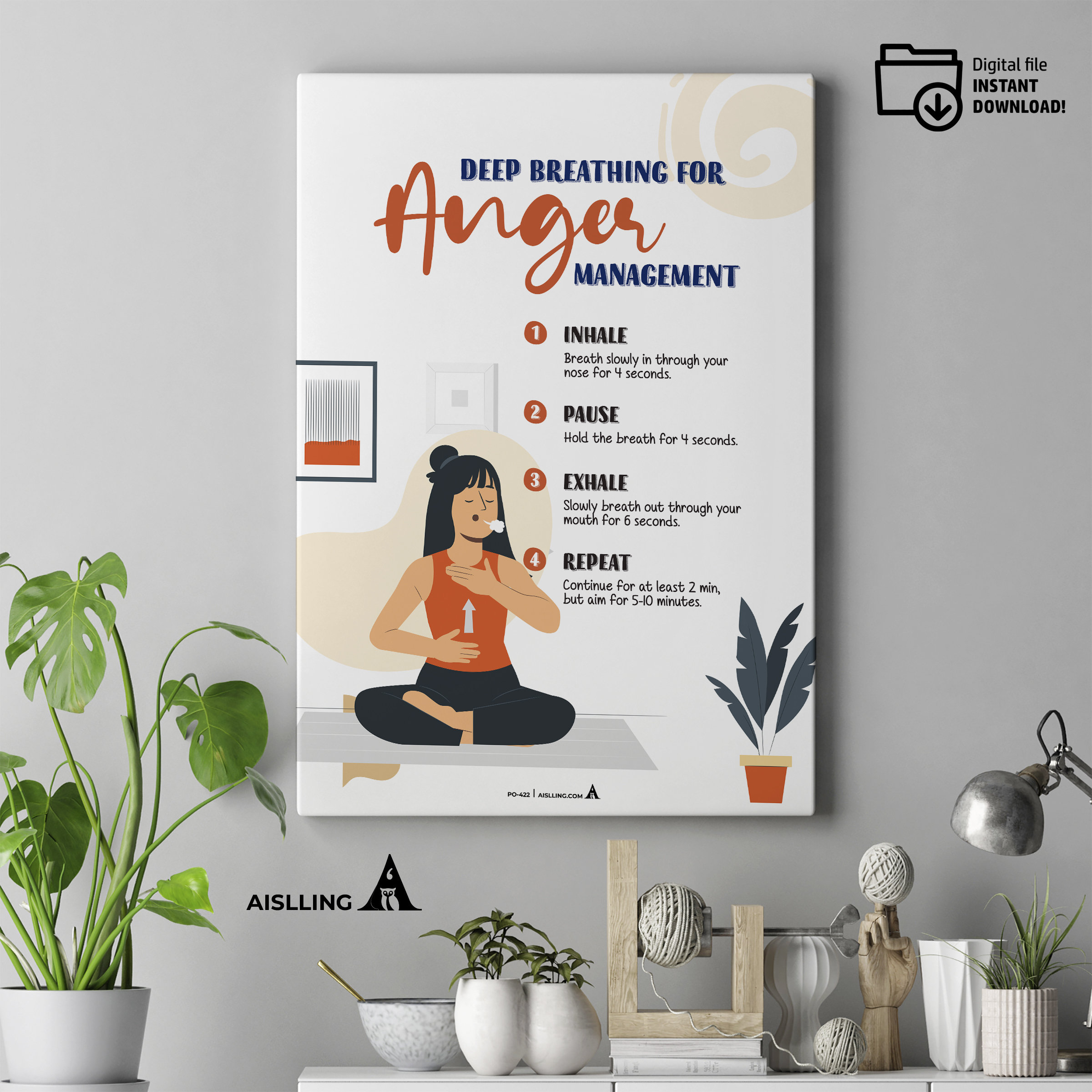 Deep Breathing Anger Management Poster, Happiness Chemicals, Therapy ...