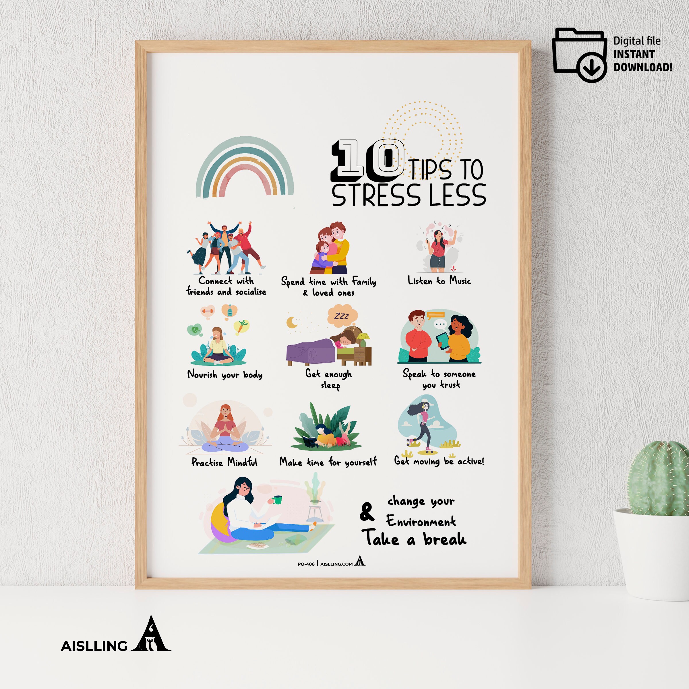 10 Tips to Stress Less Poster, Self-esteem, Self-respect, Couples ...