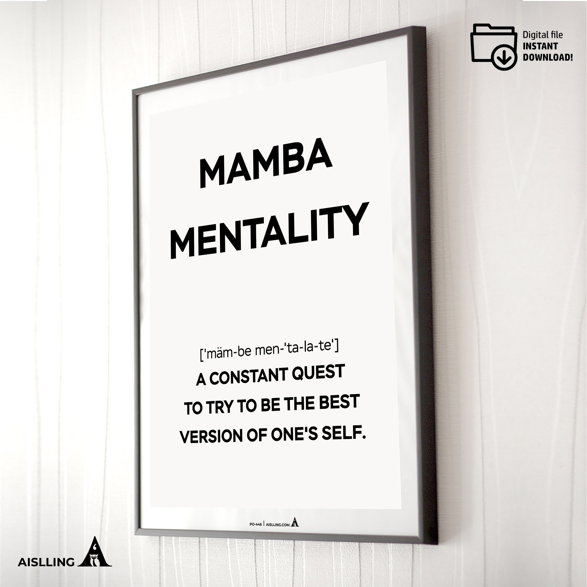 Mamba Mentality Art Print - Kobe Bryant Inspirational Wall Decor ...