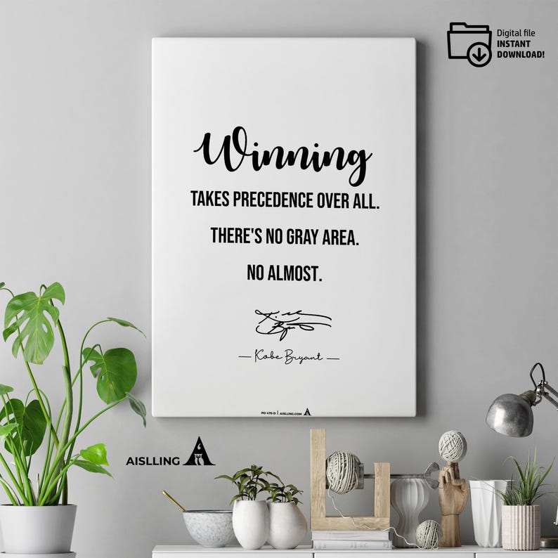 Kobe Bryant Poster | Minimalist Basketball Printable Quote Wall Art ...