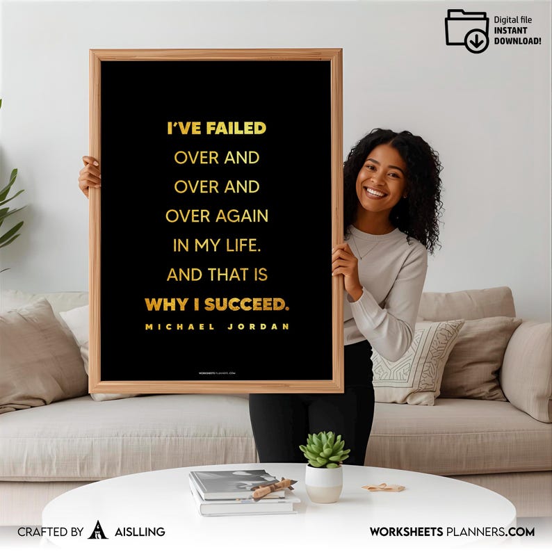 Michael Jordan Quotes Digital Printable Wall Art Inspirational Quotes ...