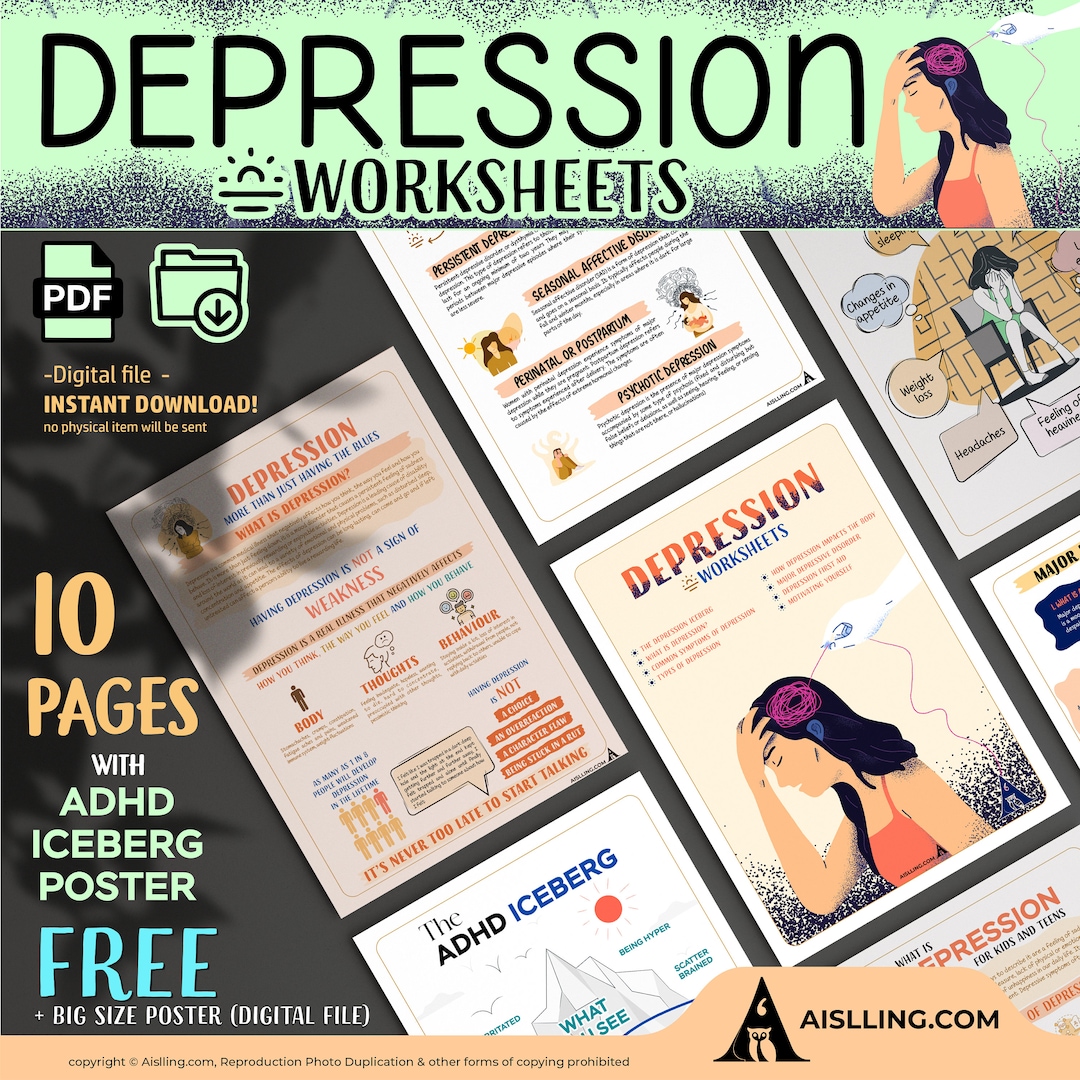 The Depression Spiral Worksheets, Therapy Worksheets, Positive Mindset ...