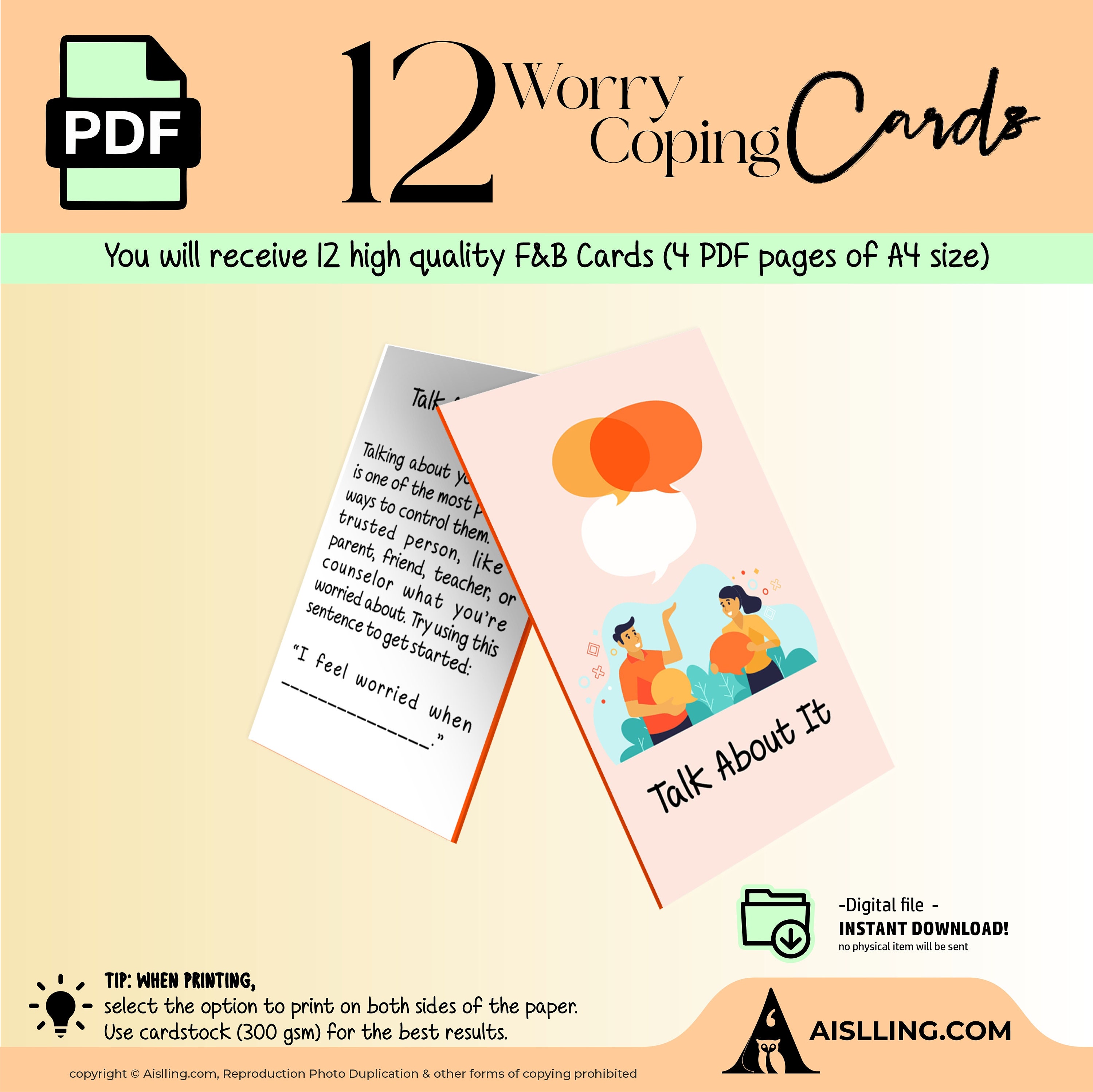 Worry Coping Cards Therapy Tools Mindfulness Cards Therapy Office Decor ...