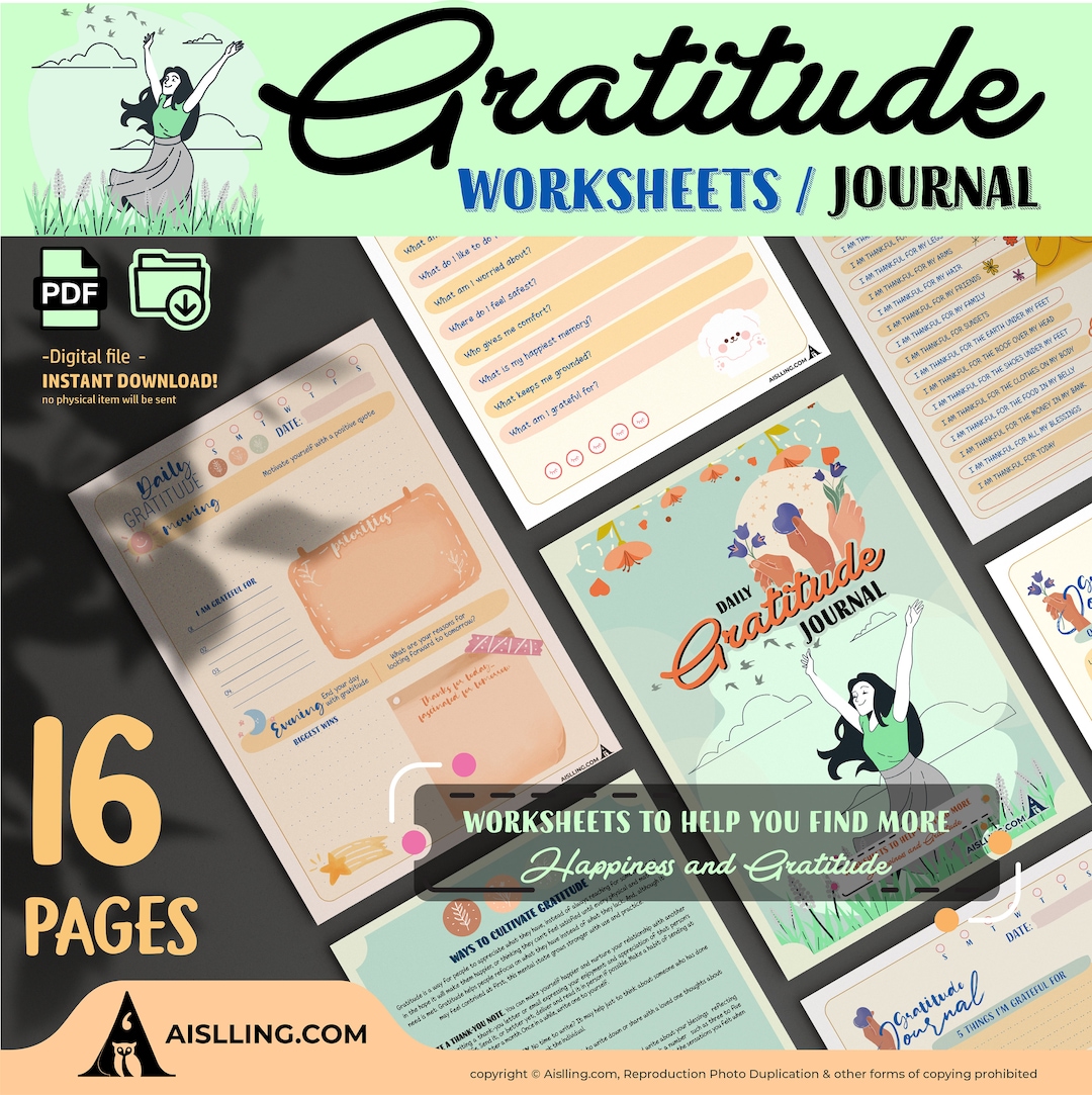 Gratitude Workbook Worksheets, Gratitude Journal, Therapist Resources ...