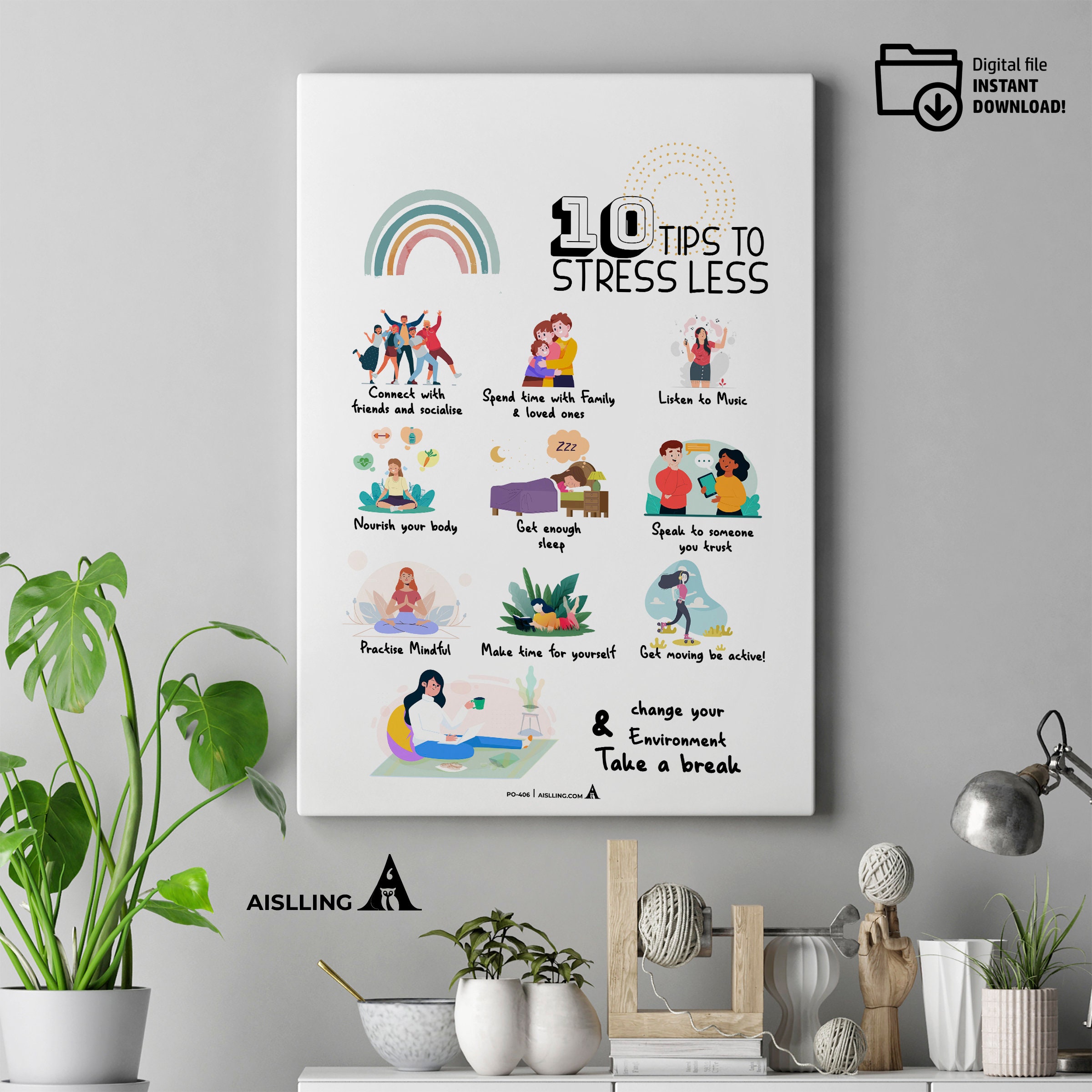 10 Tips to Stress Less Poster, Self-esteem, Self-respect, Couples ...