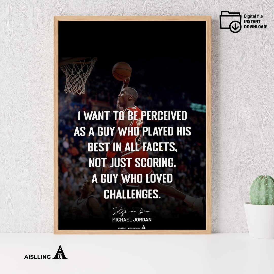 Michael Jordan Motivational Quote Print: Basketball Legend Wall Art ...