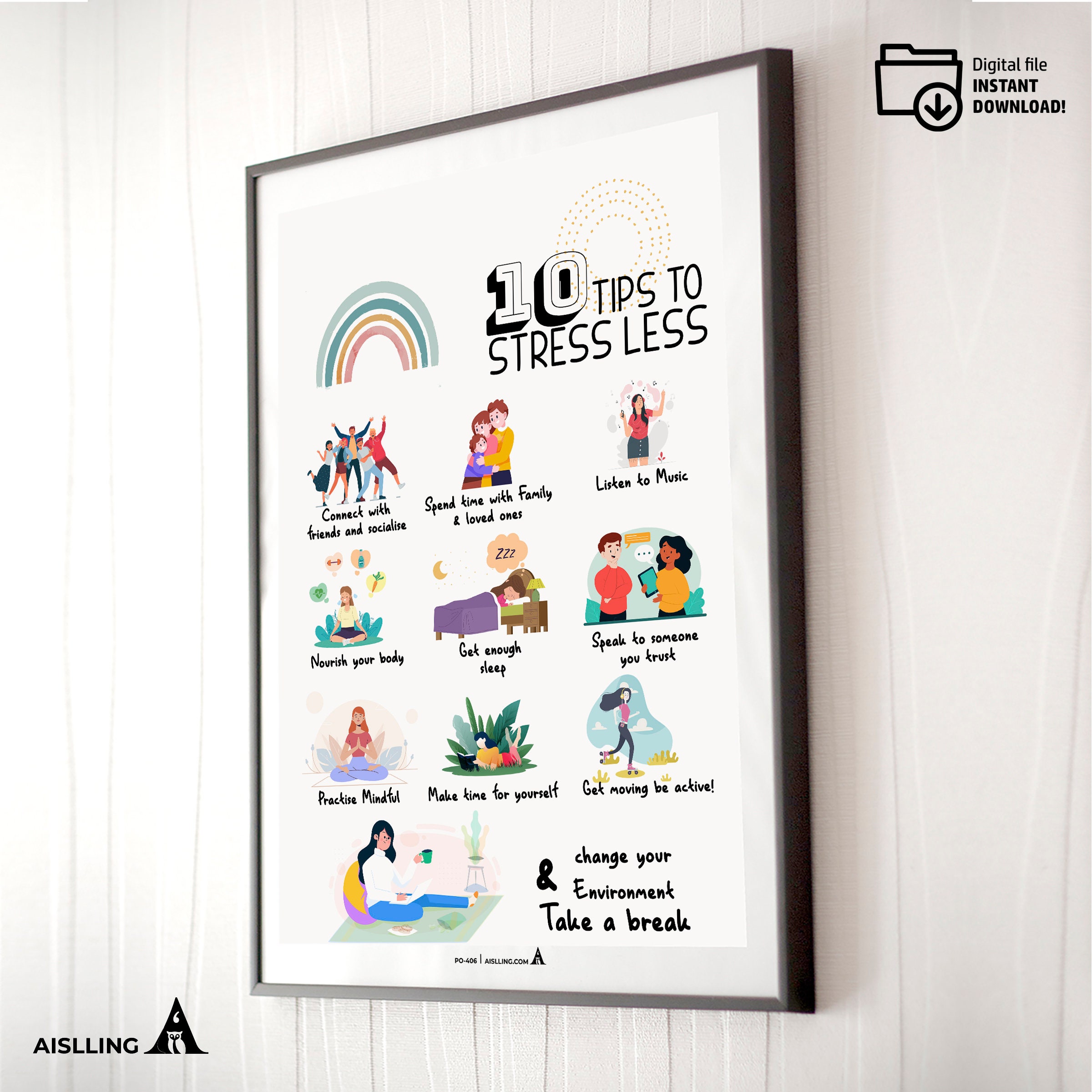 10 Tips to Stress Less Poster, Self-esteem, Self-respect, Couples ...