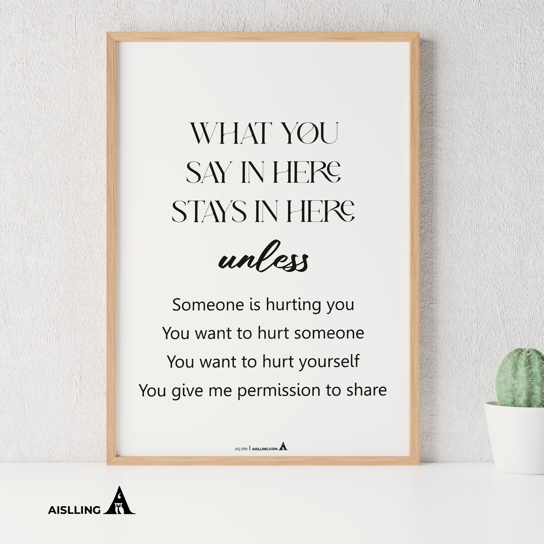 Confidentiality Poster Sign Counseling Office Decor Social Worker ...