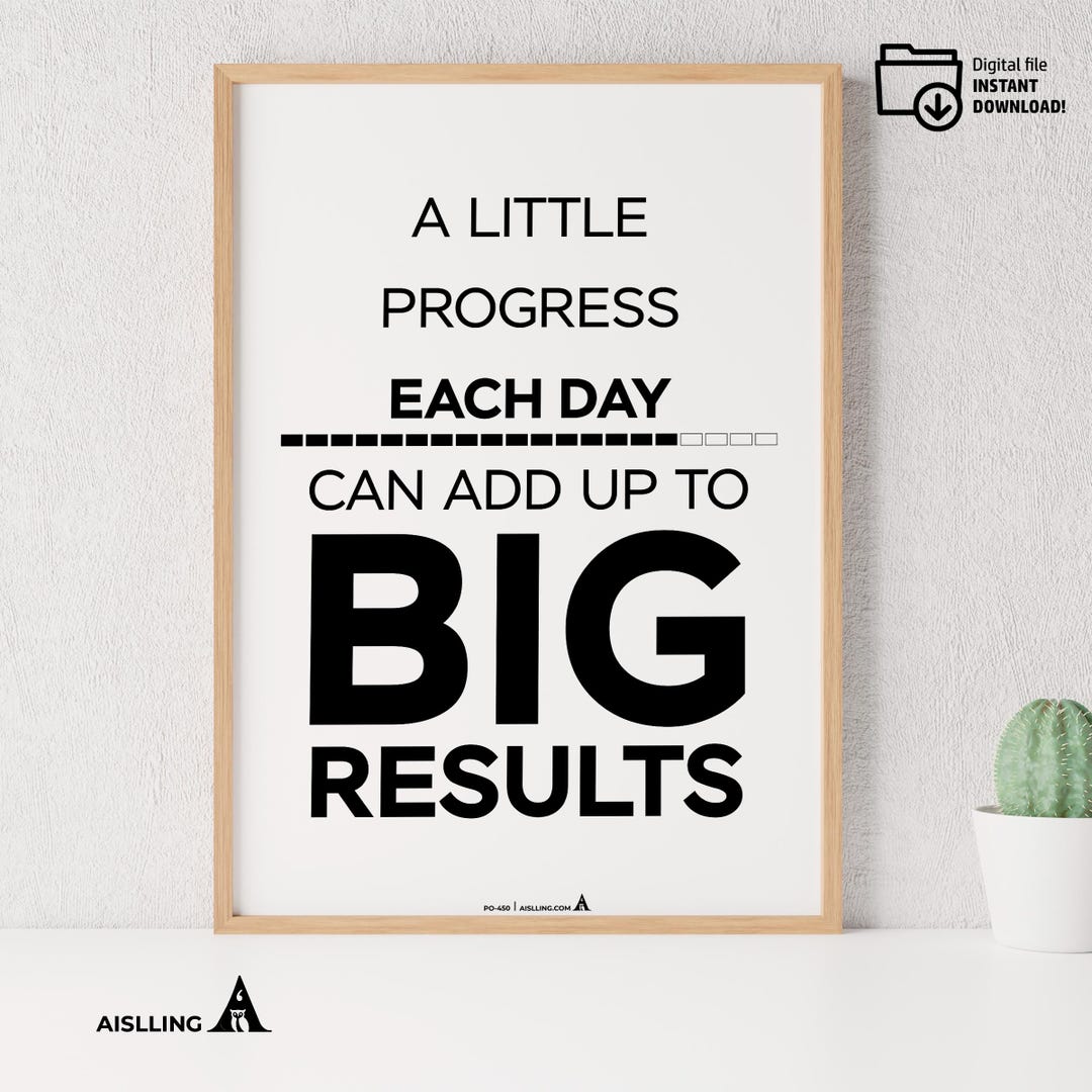 A Little Progress Each Day Quotes Digital Printable Wall Art ...