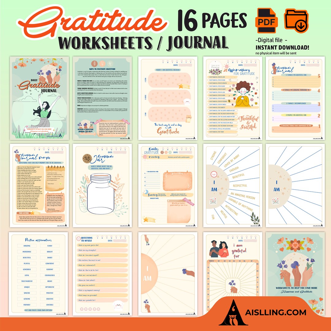 Gratitude Worksheets, Gratitude Journal, Therapist Resources ...