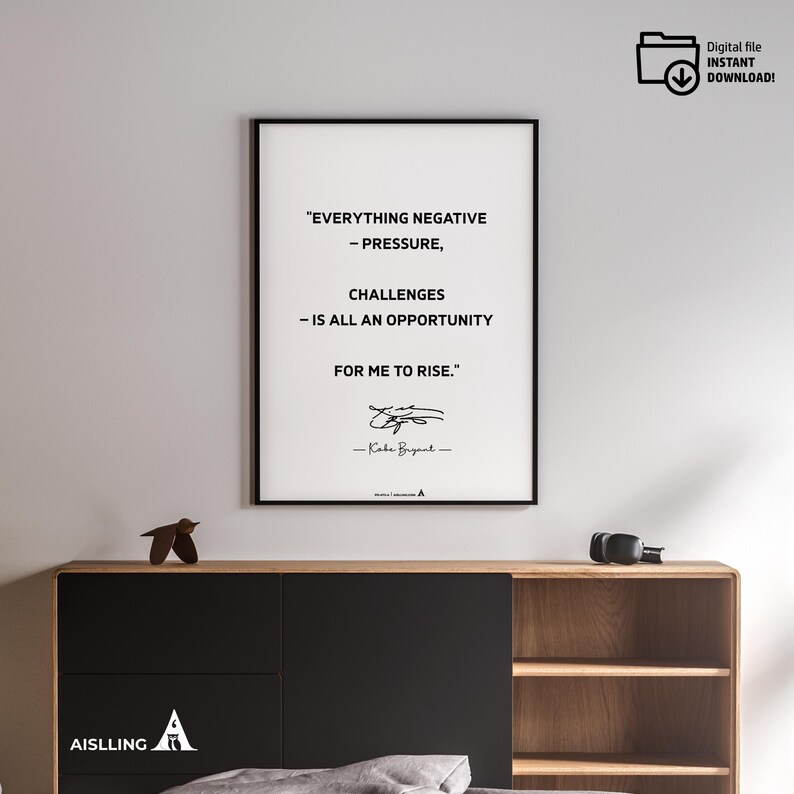 Kobe Bryant Mamba Mentality Poster: Inspirational NBA Wall Art (digital ...