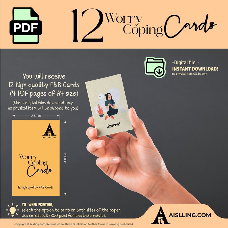 Worry Coping Cards Therapy Tools Mindfulness Cards Therapy Office Decor ...