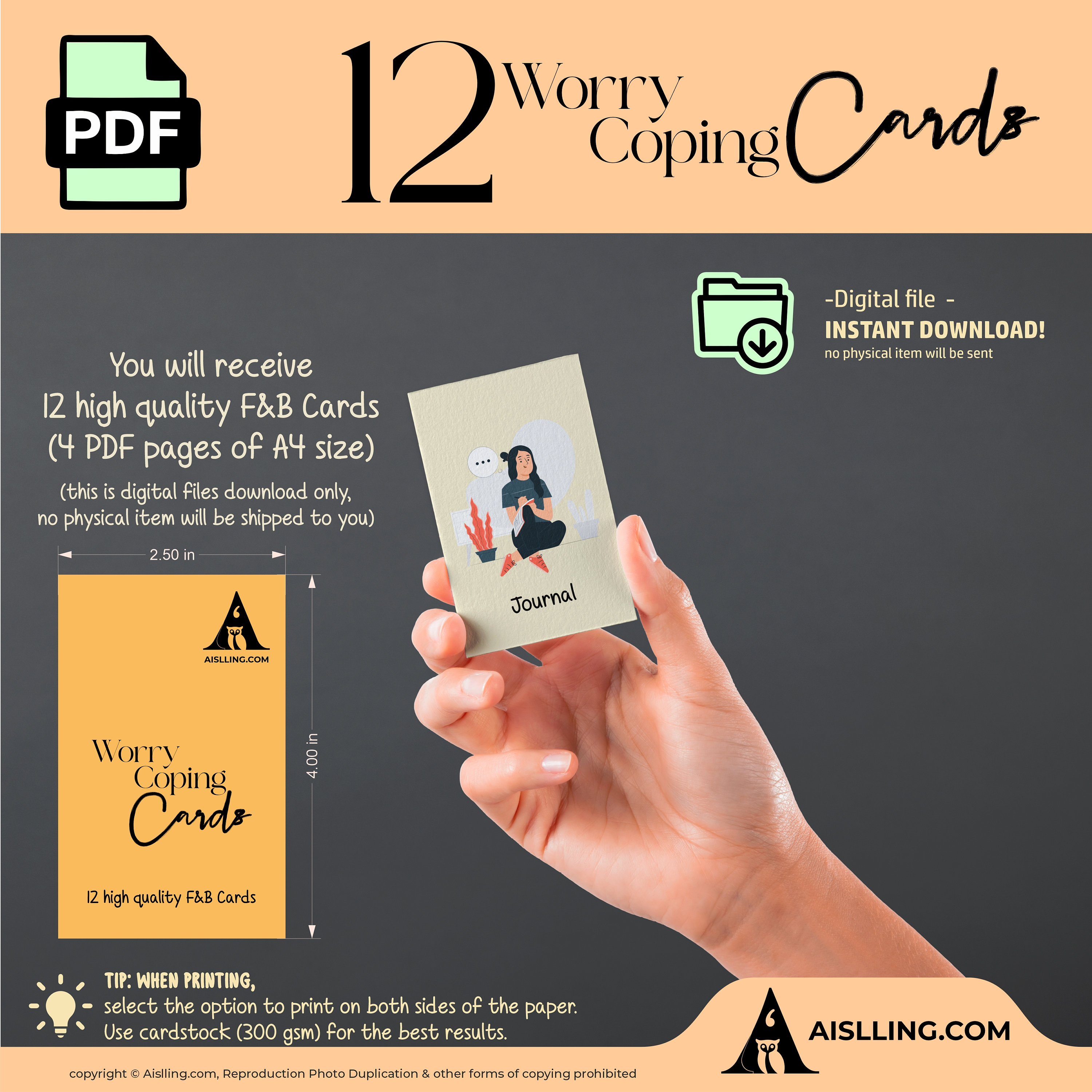 Worry Coping Cards Therapy Tools Mindfulness Cards Therapy Office Decor ...