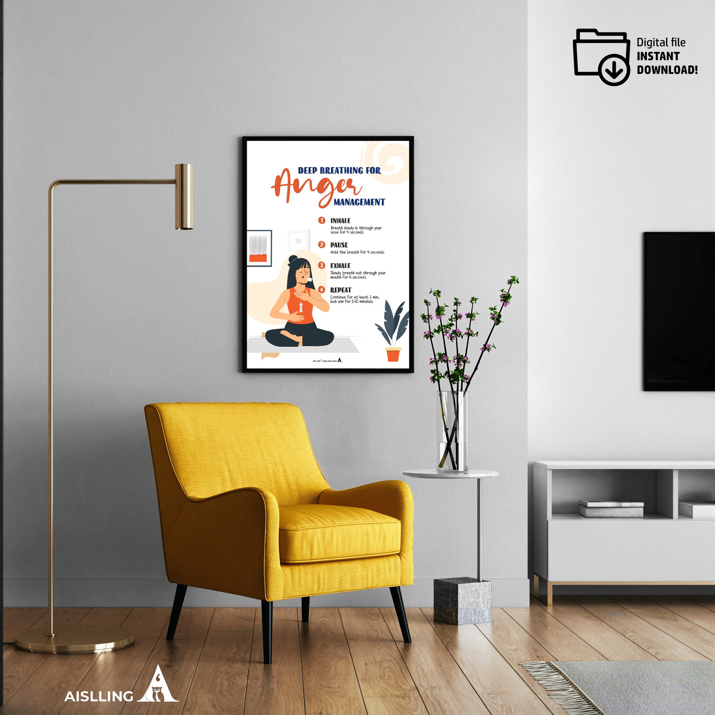 Deep Breathing Anger Management Poster, Happiness Chemicals, Therapy ...