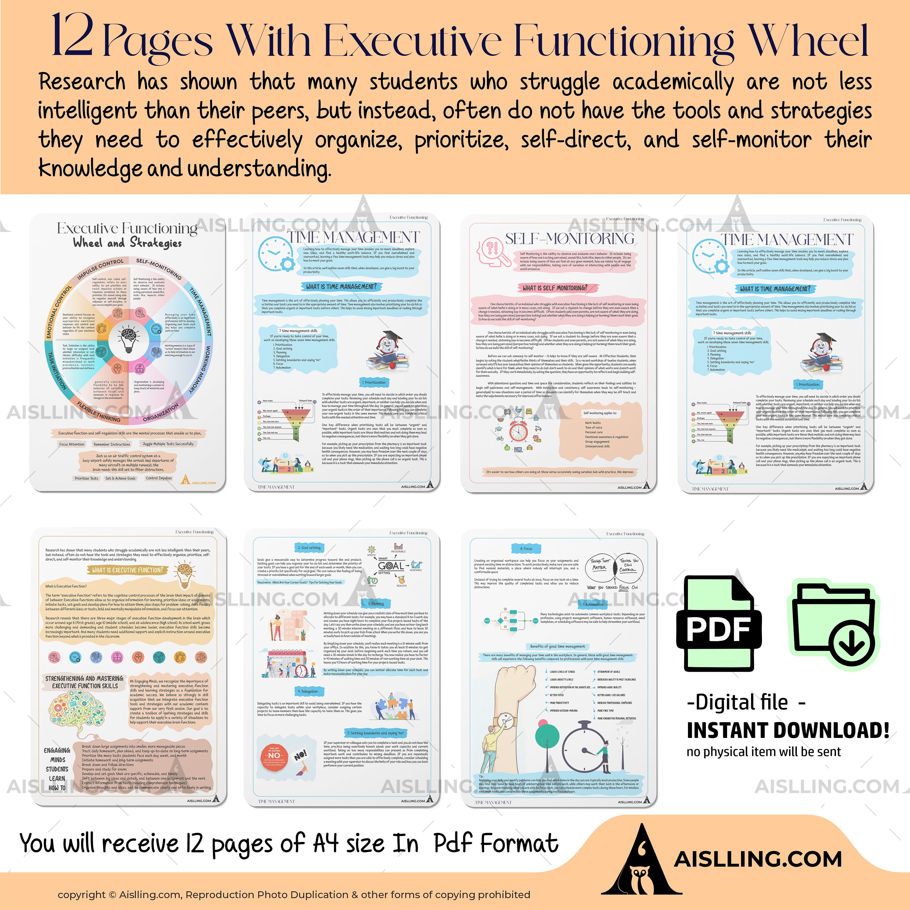 Executive Functioning Wheel and Strategies, ADHD, Group Therapy ...