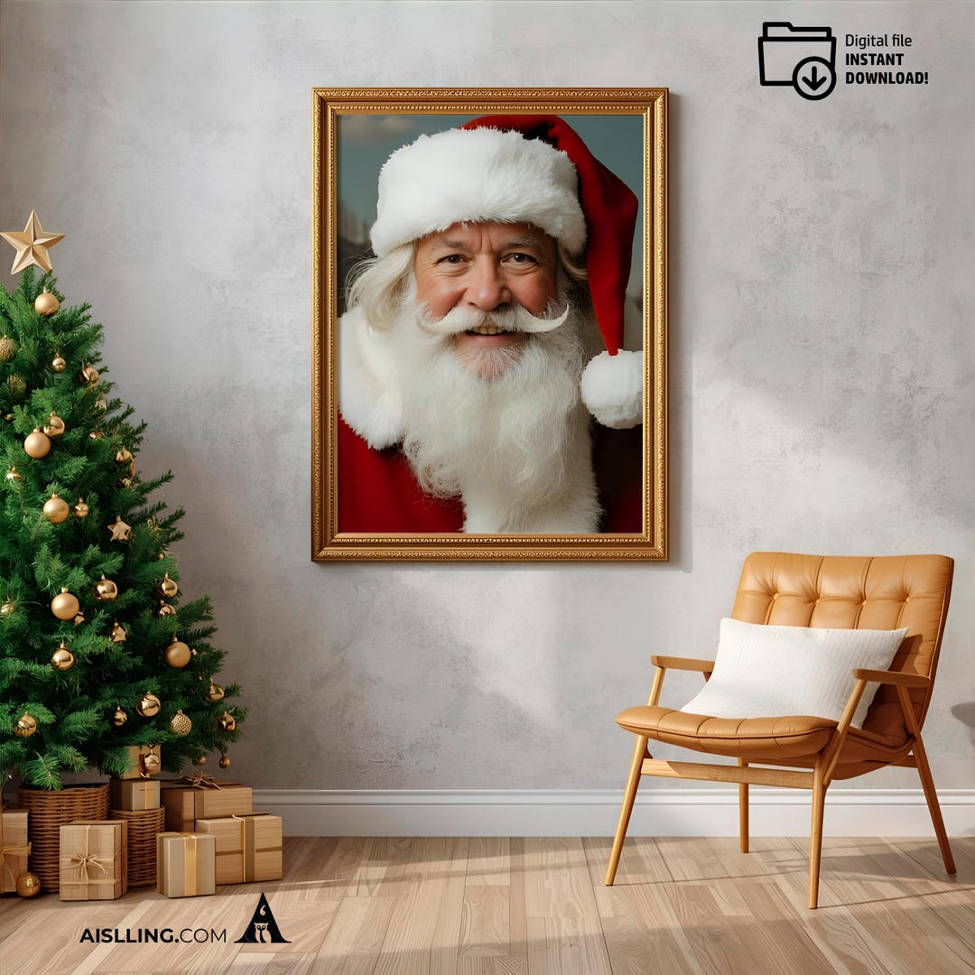Vintage Santa Printable Wall Art Christmas Decor | Classic Santa Claus ...