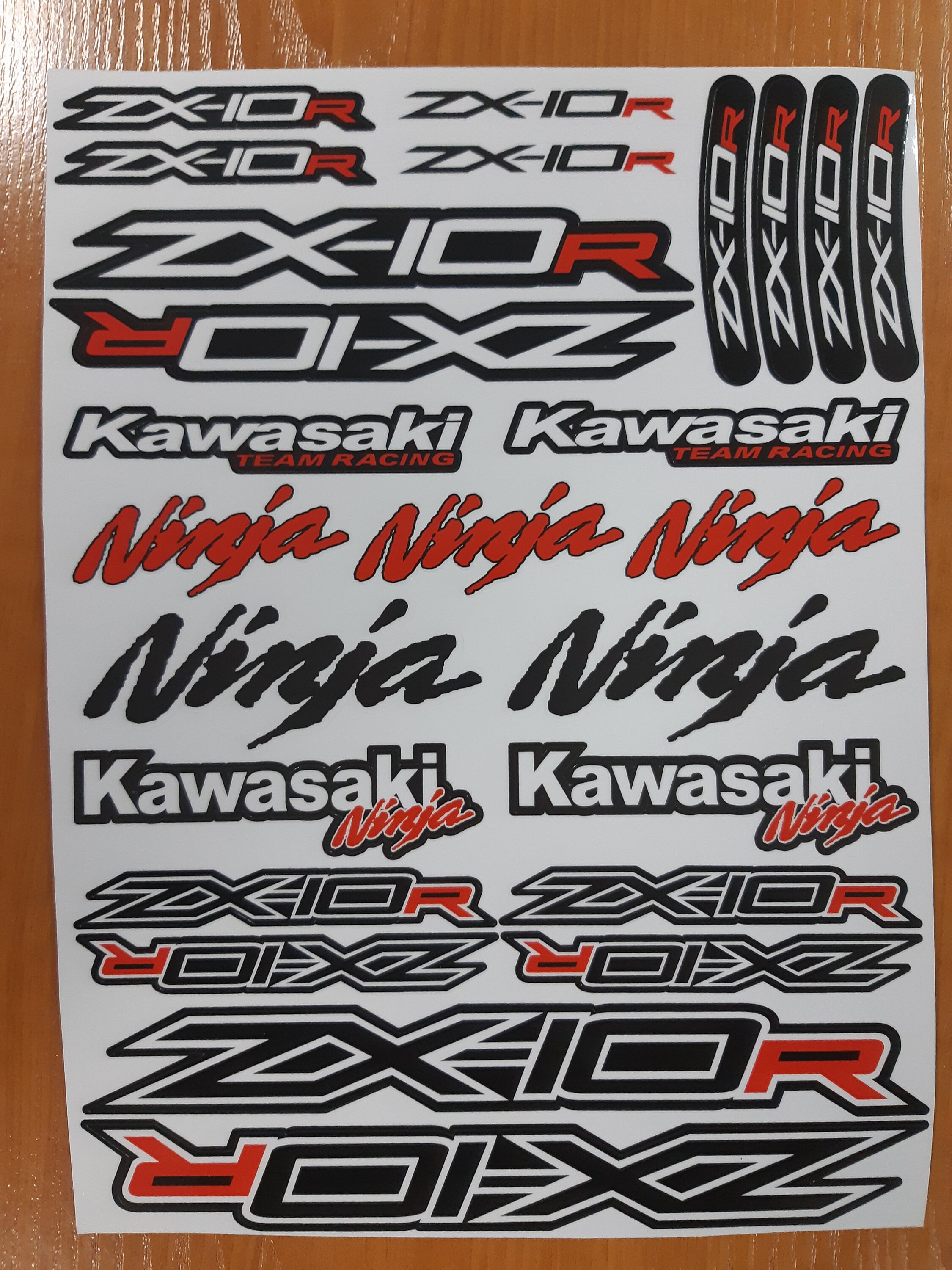 ZX-10R Ninja Motorcycle Racing Decals Stickers Set ZX10R ZXR Red ...