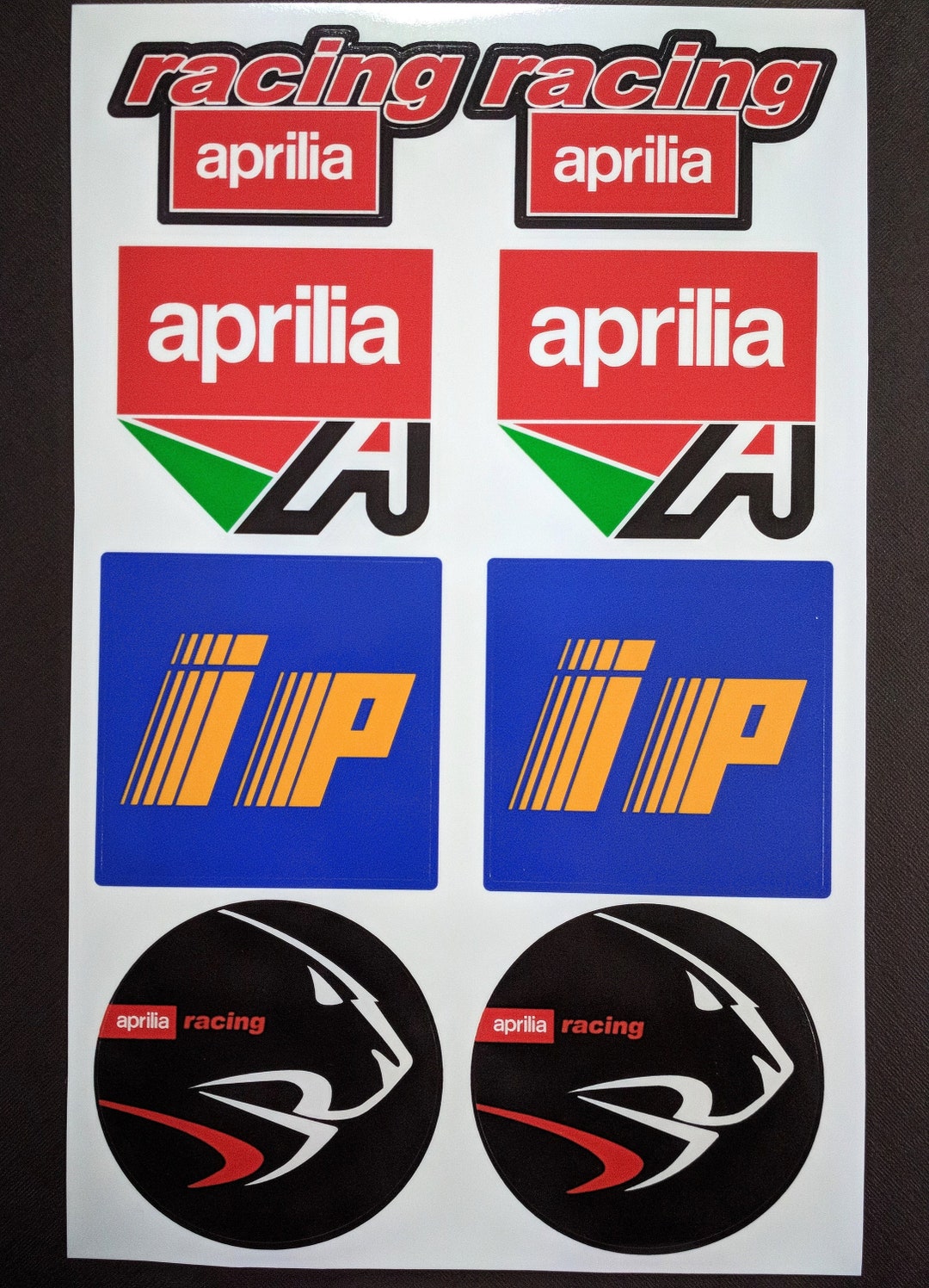 Aprilia Racing IP Sticker Decal 16x26 Sheets 8 Stickers RSV RS 50 250 ...