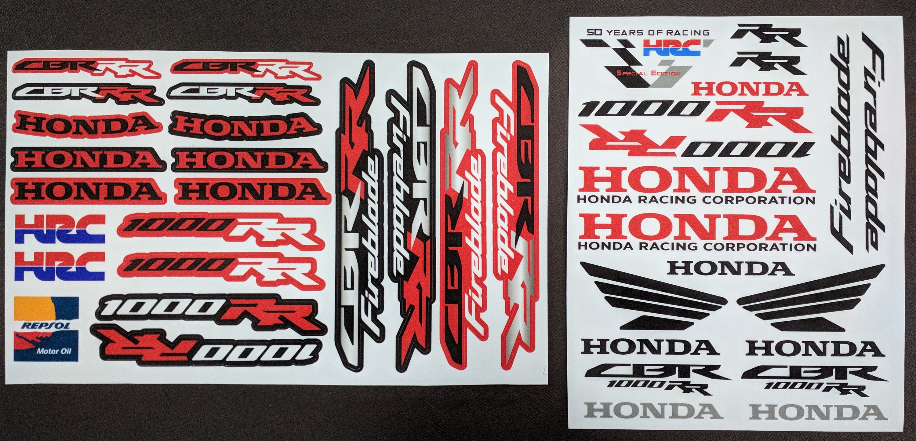 Honda CBR1000RR Motorcycle Sticker Set Leaf 50 Years HRC CBR 1000RR 08 ...