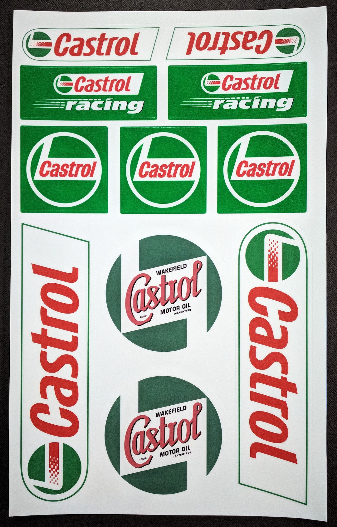 Sticker Sheet Laminated Castrol Racing Car Sponsor Decal Set 11 ...