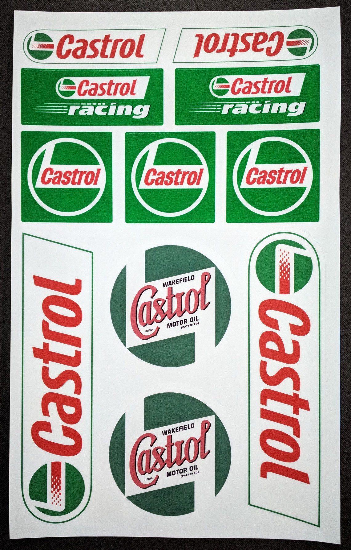 Sticker Sheet Laminated Castrol Racing Car Sponsor Decal Set 11 ...