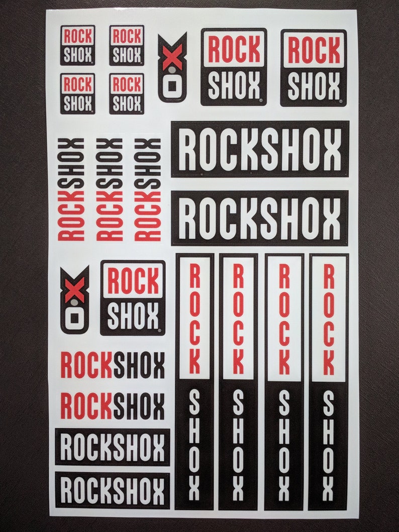 Rock Shox Fork Bike Shock Decal Sheet 22 Stickers Set Bicycle Laminated ...