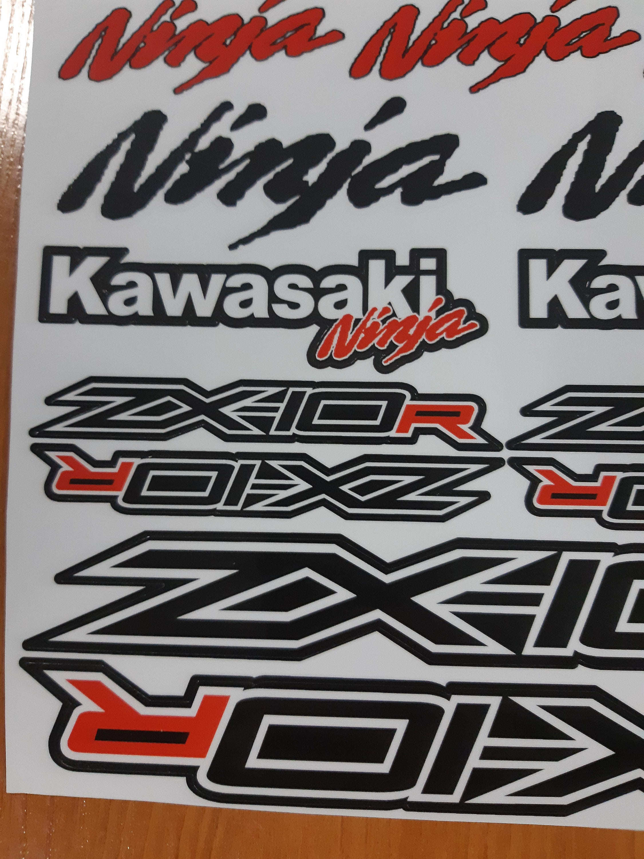 ZX-10R Ninja Motorcycle Racing Decals Stickers Set ZX10R ZXR Red ...